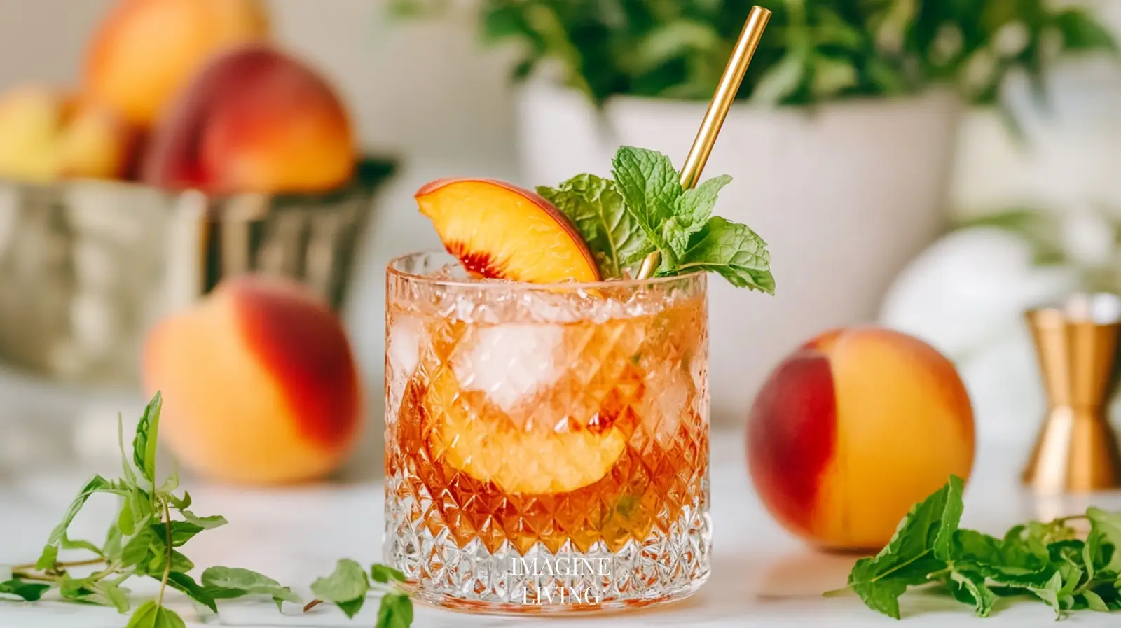 This easy peach spritz with mint or basil is the ultimate summer drink ...