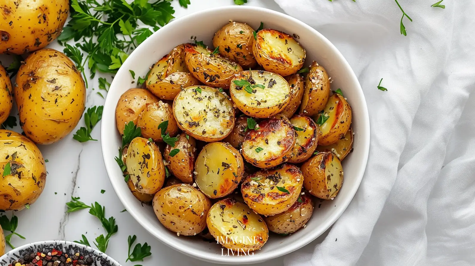 Crispy roasted garlic potatoes made on a sheet pan—easy, flavorful, and ...